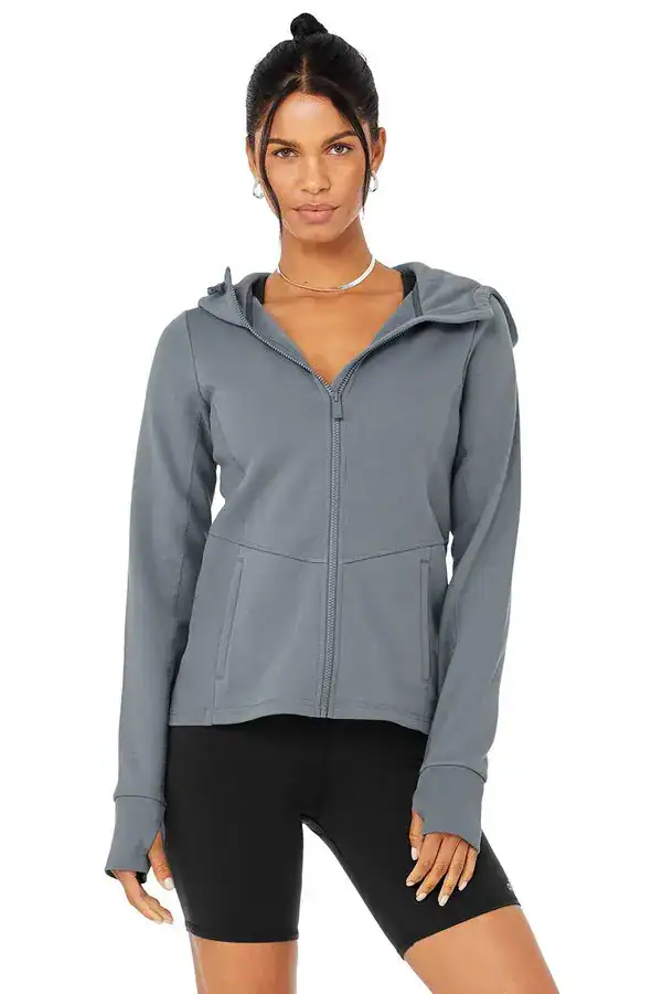 Alo Yoga® Foundation Zip Hoodie Steel Blue Editorialist
